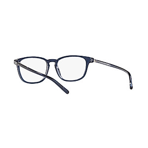 Polo Ralph Lauren Men's PH2117 Rectangular Prescription Eyewear Frames, Shiny Transparent Blue/Demo Lens, 54 mm