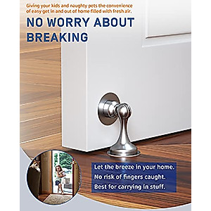 Door Stopper,Magnetic Door Stop,EUHOME 1 Pack Stainless Steel 201 Door Catch Holder,Magnetic Door Stopper,No Drill Doorstop with 3m Self Adhesive Tape,Screws for Wall & Floor Mount,Hold Door Open