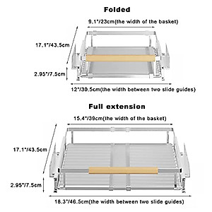 WEJIPP Pull Out Cabinet Drawer Organizer Expendable Slide Out Pantry Organizer Shelves Heavy Duty Stainless Steel Storage Shelf for Kitchen Bathroom Cabinet Pantry Closet Under Sink Organization