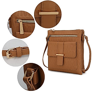 MKF Crossbody Bag for Women – PU Leather Pocketbook Handbag Triple Compartment Messenger Purse – Shoulder Strap