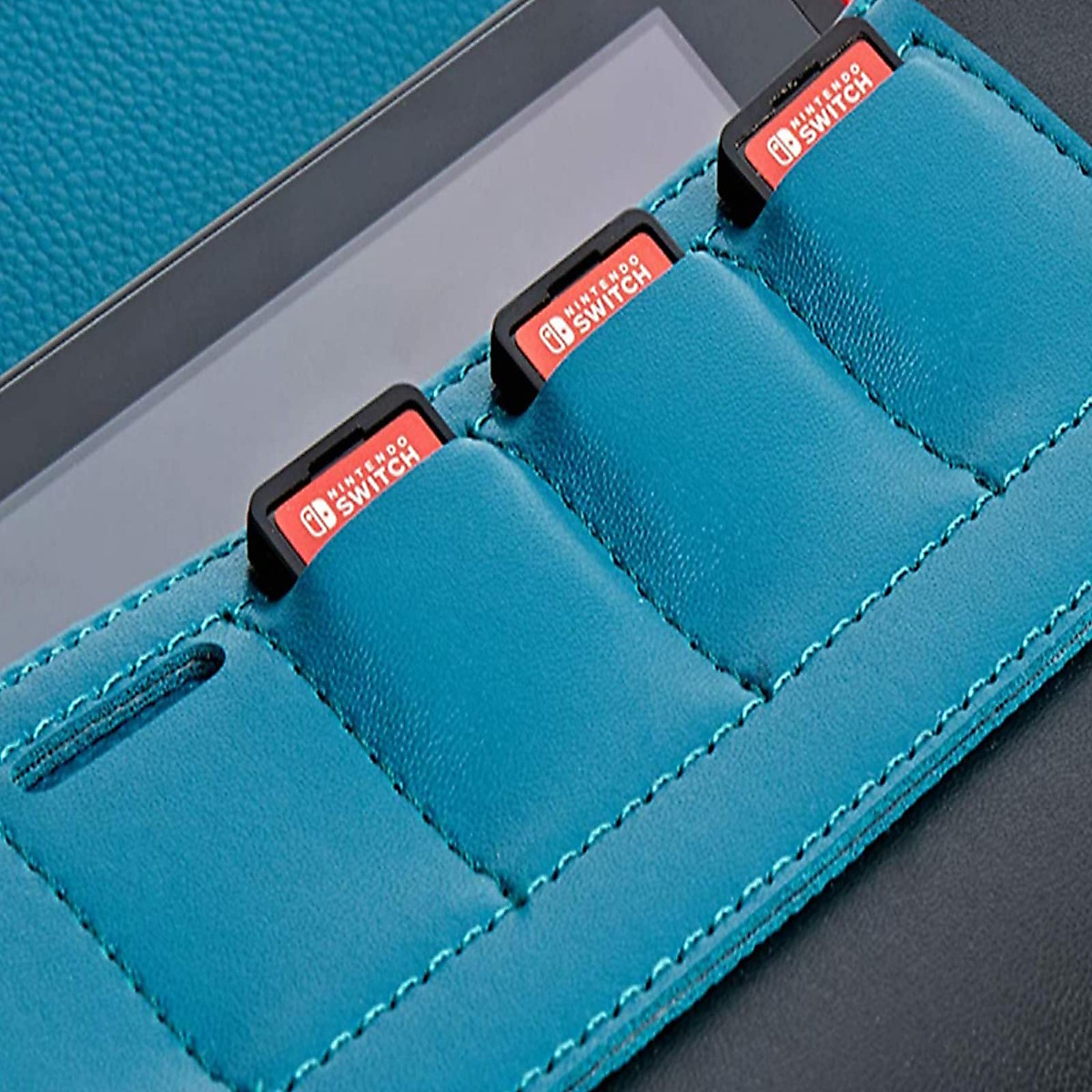 Switch Case Compatible with Nintendo Switch/OLED, FUNLAB Portable Switch Carrying Case with 10-Game-Card Slots & Accessories Storage- Blue