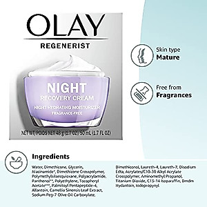 Olay Regenerist Night Recovery Cream Face Moisturizer, Fragrance Free, 1.7 oz