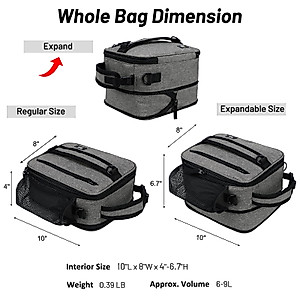 MIER Expandable Lunch Bag Insulated Lunch Box for Men to Work Travel Portable Lunchbox Bags with Shoulder Strap and Water Bottle Holder, Grey