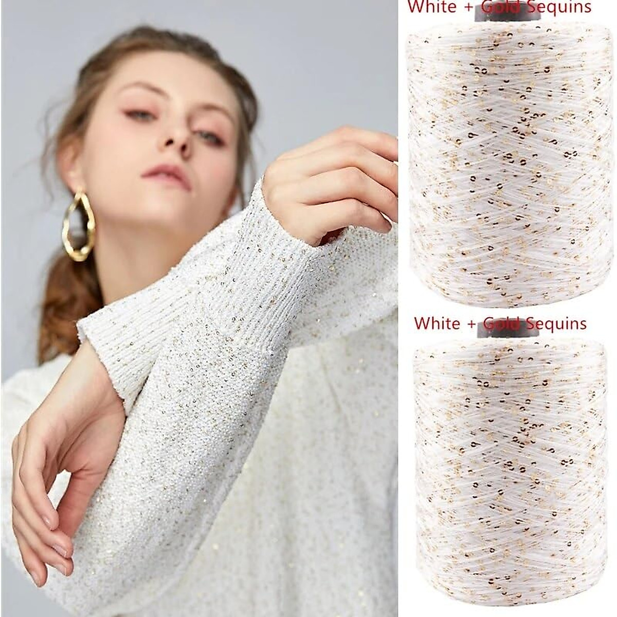 1000g/Ball 7000M Summer ice Silk Mercerized Yarn Special Sequin Yarn DIY Hand Woven Rag Doll Knitting Wool Blanket (Color : 43)