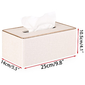 Sumnacon Rectangular Linen Tissue Box Cover - Stylish Tissue Box Holder with Magnetic Bottom, Decorative Tissue Box for Bathroom Toilet Vanity Night Stand Table Countertop Office, Beige Linen Texture