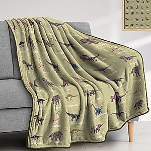 Dinosaur Blanket for Boys，Jurassic World Adults Dino Blanket，Soft Cozy Warm Throw Fleece Blanket for Couch Sofa Bed (Dinosaurs, 60" L x 50" W)