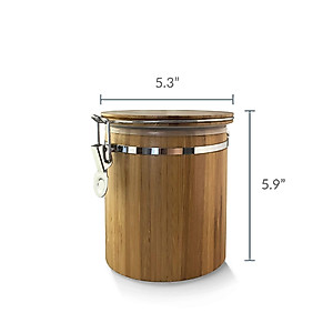 JapanBargain 4093, Airtight Bamboo Canister Kitchen Organizer Food Storage Container with Lid for Coffee Tea Sugar Candy Cereal 5.3X5.9 inch, Medium