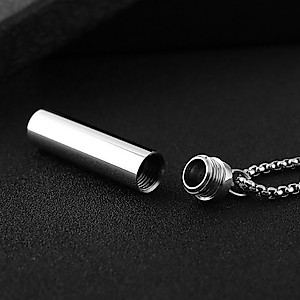 HZMAN Capsule Pendant Necklace Stainless Steel Cremation Urn Jewelry Ashes, 5 sizes (XL)