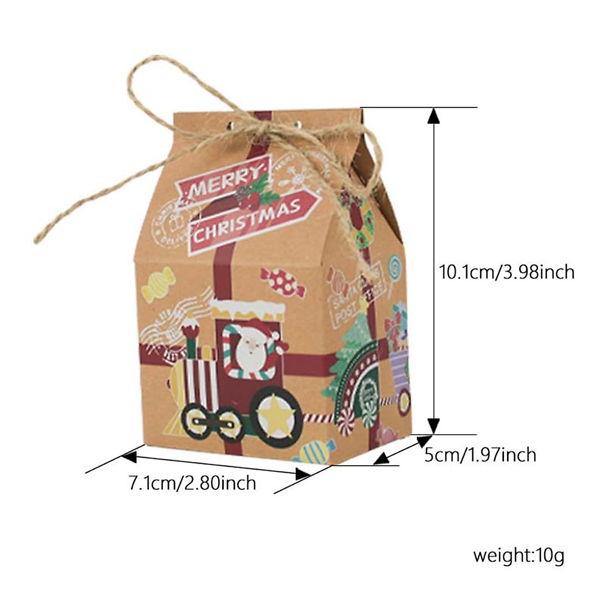 Ptsygantl 50Pcs Christmas Treat Bags, Kraft Paper Gift Bags for Christmas Xmas Candy Cookie Goody Bags Party Favors Supplies for Xmas Holiday Decorations