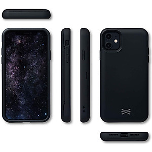 TORU CX PRO Case for iPhone 11, with Card Holder | Slim Protective Cover with Hidden Credit Cards Wallet Flip Slot Compartment Kickstand | Include Mirror, Wrist Strap, Lightning Adapter - Black