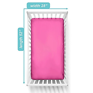 TL Care Supreme 100% Natural Cotton Jersey Knit Fitted Crib Sheet for Standard Crib and Toddler Mattresses, Fuchsia, 28" x 52", Soft Breathable, for Girls