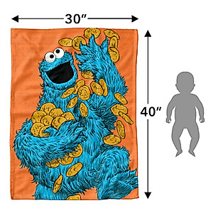 LOGOVISION Sesame Street Lightweight Baby Blanket, 30"X40", Cookie Monster Painted Unisex for Infants Girls & Boys