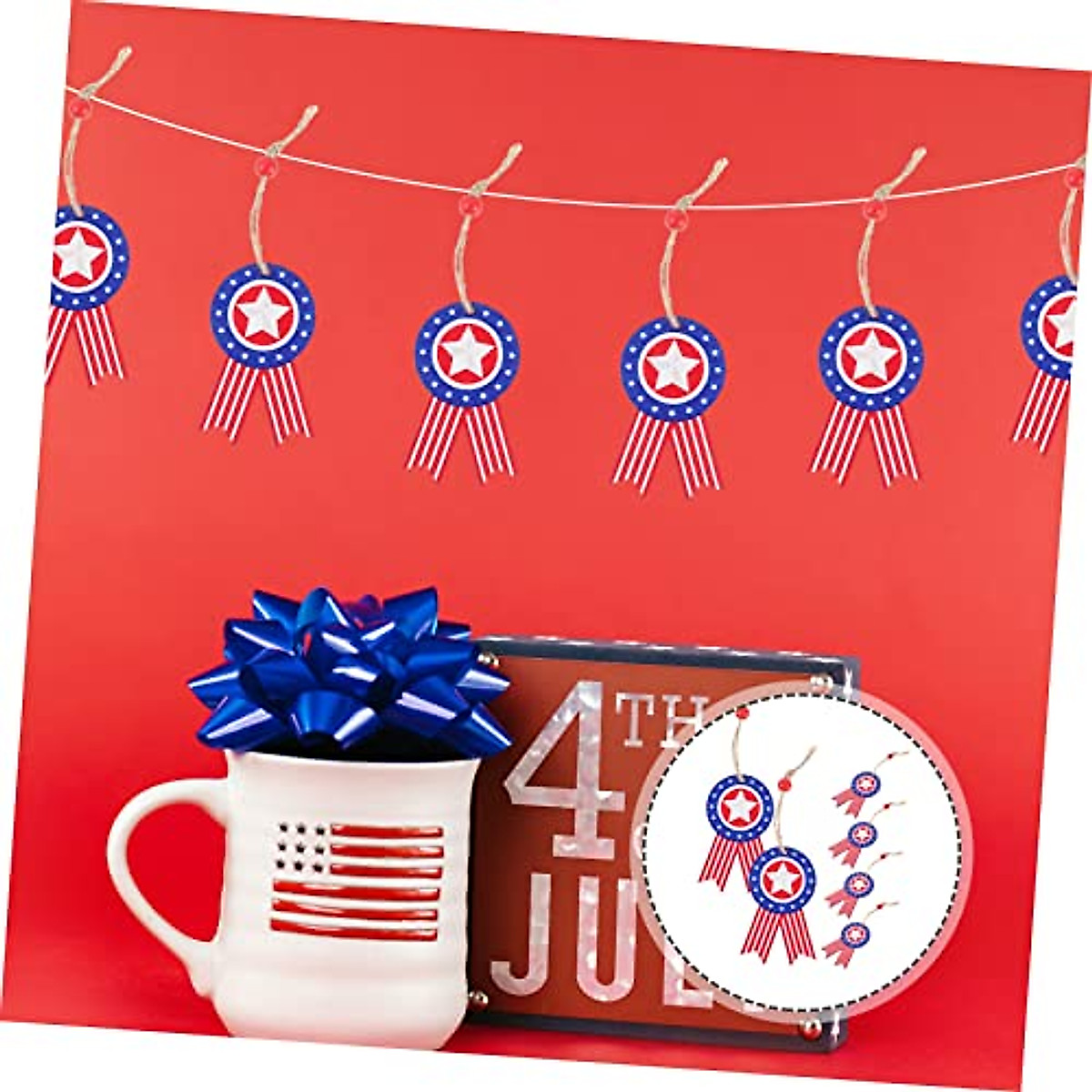 Hanging Wall Decor Outdoor Decor 6pcs Independence Day Pendant Medal at Home Wooden Front Door Decor