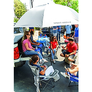 Sport-Brella Umbrella with Holder and Stand That Fits into Trailer Hitch for Tailgates, Grey