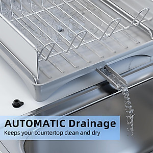 Gajbah Dish Drying Rack,Compact Dish Rack with a Cutlery Holder,Dish Drainers for Kitchen Counter,12" W x 16.5" D (Light Grey)