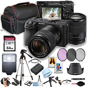 Sony a6700 Mirrorless Camera with 18-135mm Lens + 64GB Memory, Filters,Case, Tripod, Flash, and More (34pc Bundle) (Renewed)