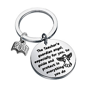FEELMEM Teacher's Prayer Keychain Teacher Gift A Teacher’s Guardian Angel Protect in Everything You Do Keychain Thank You Gift for Teacher Appreciation Gifts Jewelry (Teacher)