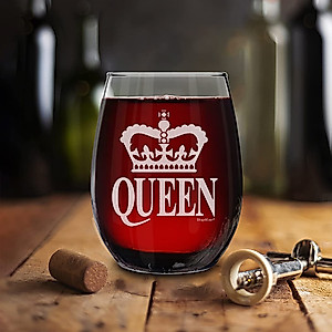 shop4ever Crown Queen Laser Engraved Stemless Wine Glass