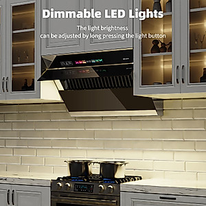 BRANO Range Hood 30 inch with 900CFM, Voice/Gesture Sensing/Touch Control Panel, Unique Side-Draft Design for Under Cabinet Modern Kitchen Hood, Ducted/Ductless Convertible