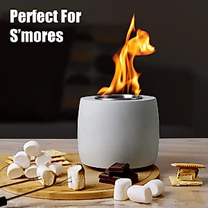 OLIVITTE - Tabletop Fire Pit, White Concrete Portable Marshmallow Roaster