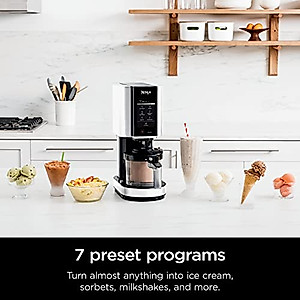 Ninja NC301 CREAMi Ice Cream Maker, for Gelato, Mix-ins, Milkshakes, Sorbet, Smoothie Bowls & More, 7 One-Touch Programs, with (2) Pint Containers & Lids, Compact Size, Perfect for Kids, White