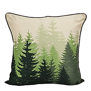 Donna Sharp Throw Pillow - Green Forest Lodge Decorative Throw Pillow with Layered Forest Pattern - Square
