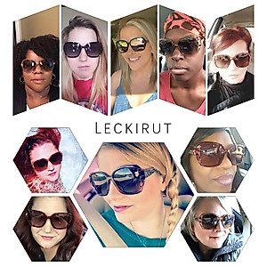 LECKIRUT Oversized Sunglasses for Women Polarized UV Protection Classic Fashion Ladies Shades Leopard
