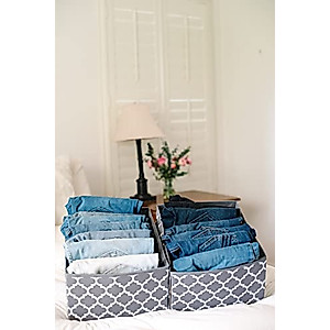 Three Sweet Peas Co XL Jeans Organizer for Closet I Clothes Organizer for Folded Clothes I Drawer Organizer for Clothing | Wardrobe Clothes Organizer for Jeans Grey
