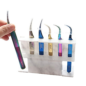 Mekupeu 6 Holes Marble Tweezers Holder Eyelash Extension Supplies Display Stand Tweezer Shelf Holder 1 PCS