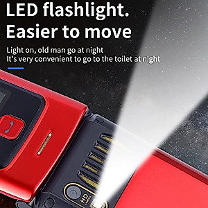 2G Unlocked Flip Phones for Seniors, Mini Clamshell Mobile Phone, Android Rugged Flip Phone Portable Pocket Senior Phone For 2.4 Inch HD Screen, Big Button,Loud Sound, 4800mAh, Dual SIM,Radio(Red)