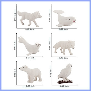Realistic Mini Arctic Animal Figures Toy Polar Animals Figurines Toy Playset with Polar Bear Snowy Owl Seals White Fox Beluga Wolf Cognitive Toys for Kids Toddlers 6PCS