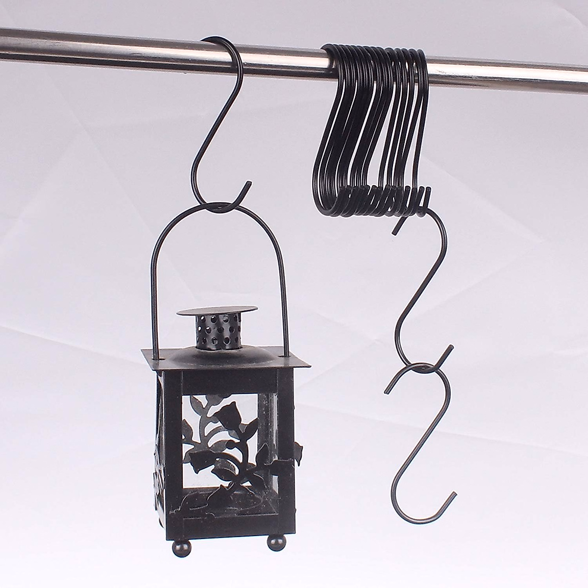 SPADORIVE 50 Pack Black S Hooks Steel S Hanging Hooks Heavy Duty S Hanger Hook Metal Kitchen Pot Rack Hooks Closet Hooks Plants Hooks for Hanging Pot, Pan, Cups