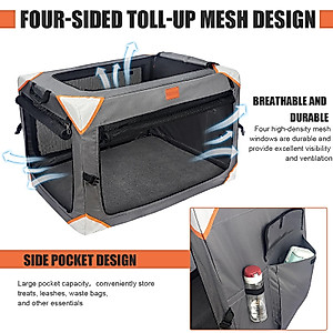 BCOCHAO Collapsible Dog Crate-Portable Dog Travel Crate for Medium/Large Dogs,4-Door 36 in Dog Crates,Sturdy and Durable,Breathable and Comfortable,Suitable for Indoor and Outdoor Travel;Dog Blanket