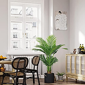 VIAGDO Artificial Kentia Palm Tree 4ft Tall Fake Palm Tree Decor with 15 Trunks Faux Tropical Palm Silk Plant Potted Dypsis Lutescens Plants for Modern Home Office Floor Corner Decor Indoor, 2 Pack