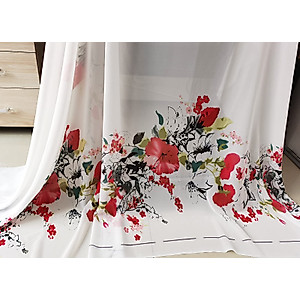 58 Inches White Flower Positional Print Chiffon Fabric Wedding Decoration Fashion Fabric Material Digital Print 75D Chiffon Evening Dress Sewing Material