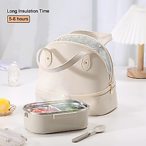 VCROMTY Small Lunch Bag for Women, Soft Cooler Bags Insulated with Double Layer Leak Proof, Reusable Portable Lunch Box Bags for Travel/Work