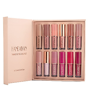Petansy 12 Colors Matte Lipstick Set Liquid Lipstick Kit Long Lasting Waterproof Lip Gloss Set with Gift Box