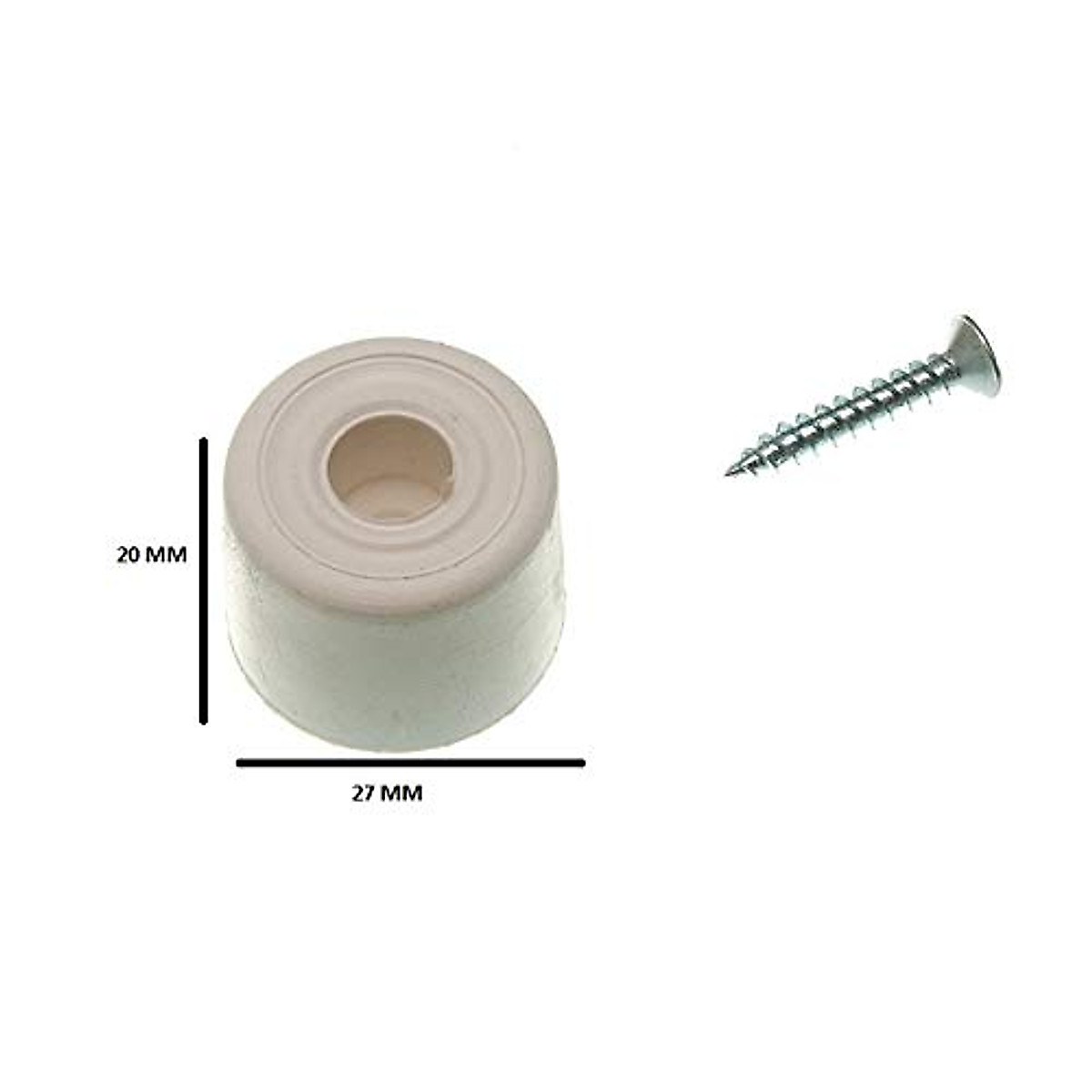 10 X 28mm White Rubber Round Door Stops, X