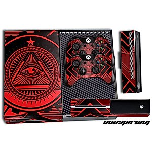 247 Skins Graphics kit Sticker Decal Compatible with Xbox One and Wireless Controllers - Conspiracy Red