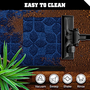 G128 Home Entrance Blue Geometric Floral Pattern Door Mat | 17x29.5 in | Thick Absorbent Natural Rubber Non Slip, Indoor/Outdoor, Easy Clean, Welcome Mats for Front Door/Patio/Garage