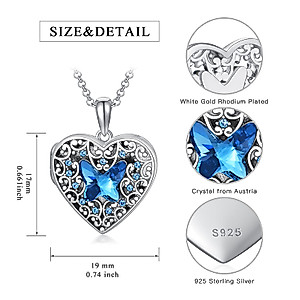 Heart Locket Necklace That Holds Pictures Sterling Silver Butterfly Locket Personalized Custom Photo Pendant Necklace Jewelry Birthday Gifts for Women Gfriend