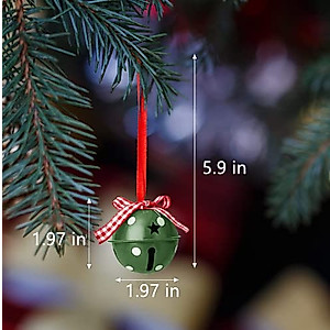 dongye 9 PCS Christmas Bells, Christmas Jingle Bell,Christmas Tree Bells Pendant,Christmas Holiday Party Supplies Craft Bells with Star Cutouts, Red & White & Green Home Garden Christmas Tree Decor