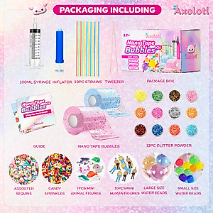 Axolotl Nano Tape Bubble Kit, Double Sided Tape Elastic Bubbles DIY Craft Kit, Stress Balls Toys, Squishy Ball, Anxiety Relief Toy, Party Favors and Fidget Toys for Girls, Boys, Kids