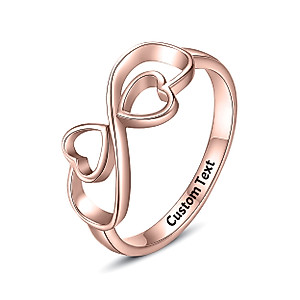 EBAT Love Ring Women's Heart Ring Mother's Day Infinite Friendship Best Friend 2 Promises Her and His Personalized Ring Customized Name in Sterling Silver