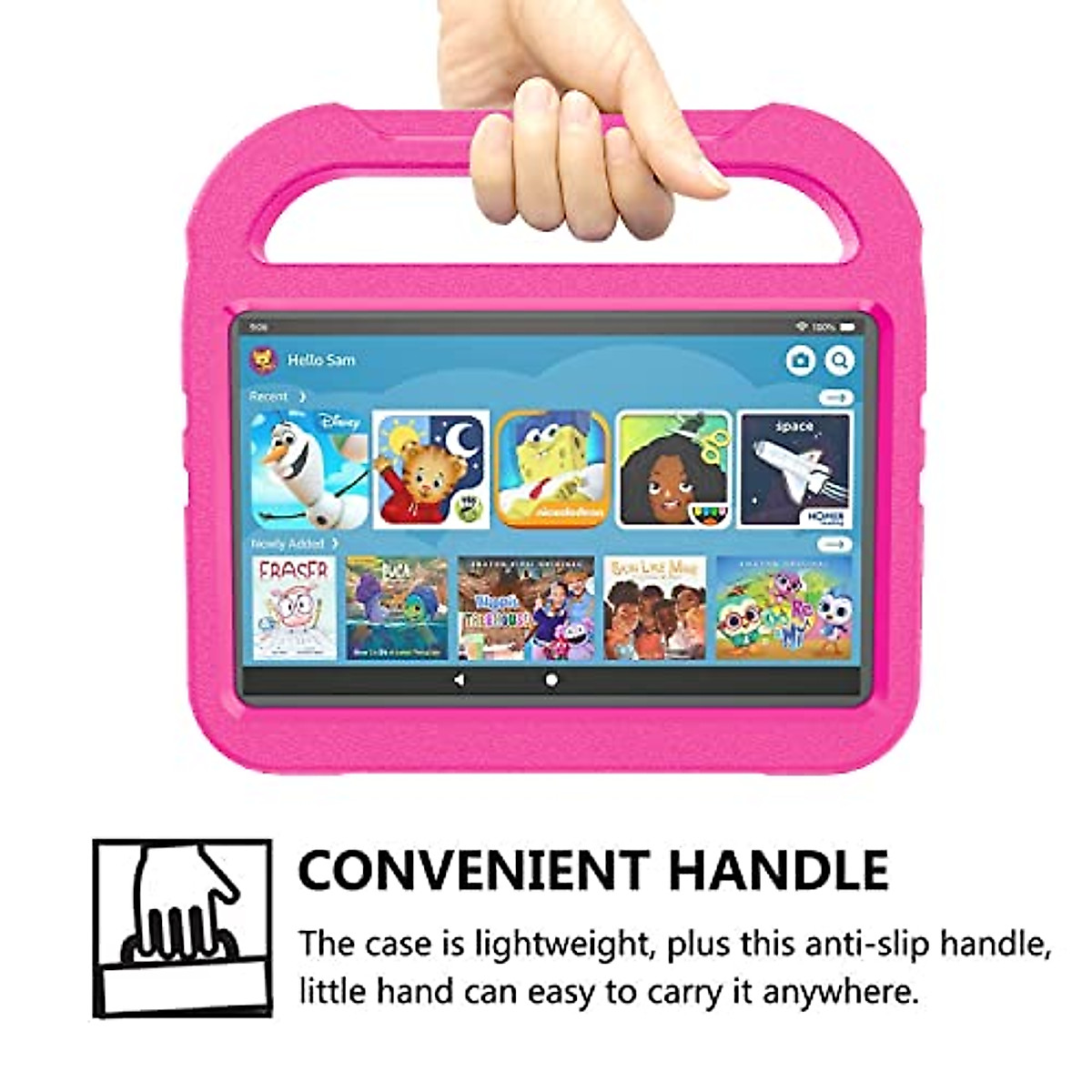 Fire 7 Tablet Case for Kids (Only Compatible 12th Generation, 2022 Release) - DJ&RPPQ Lightweight Shockproof Kid-Friendly Cover with Handle and Stand for Amazon Kindle Fire 7 Kids Tablet - Pink