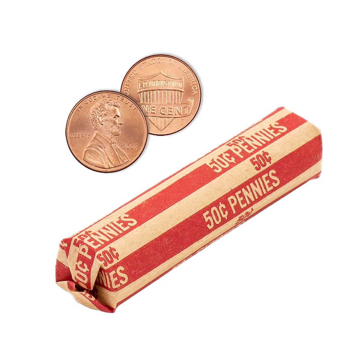 Penny Coin Wrappers, 100 Flat Striped Coin Wrappers