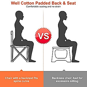 TeqHome Oversized Folding Camping Chair, Heavy Duty High Back Padded Arm Chair Support 330 LBS with Cup Holder, Outdoor Portable Lawn Chair Collapsible Quad Lumbar Back Chair for Sports Fishing Yard