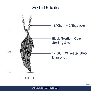 Jewelili Enchanted Disney Fine Jewelry Black Rhodium Over Sterling Silver 1/10 Cttw Diamond Maleficent Villain Pendant