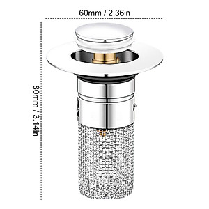 Stainless Steel Drain Hair Catcher - Anti-Clog Pop Up Drain Strainer with Hair Catcher, Drain Plug Sink Filter, Sink Plug for 33-40mm Drain, Plug and Play, for Bathroom, Bathtub, Kitchen, Sink, Etc