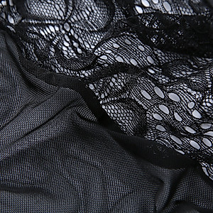 AIBINGGE Lingerie for Women Sexy Teddy One-Piece Lace Babydoll Bodysuit Nightie Plus Size(Black,M)